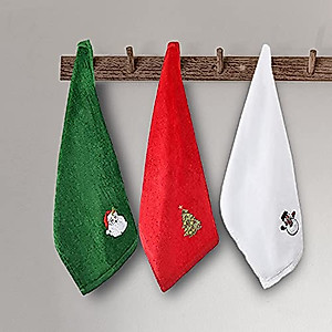 Christmas Hand Towels for Bathroom 16 x 25 inch, 3 Pack Embroidery Design 100% Cotton Super Soft and Absorbent Dish Towels , for Holiday, Kitchen, Drying, Cleaning Gift