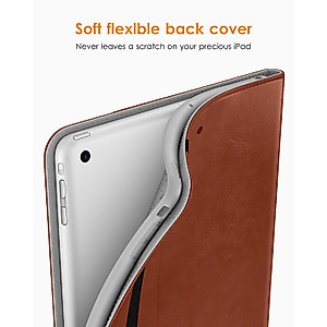 DTTO for iPad Mini 1 2 3 Case, Premium Leather Folio Stand Cover Case with Multi-Angle Viewing and Auto Wake-Sleep Function, Front Pocket for iPad Mini 1/Mini 2/Mini 3 - Brown
