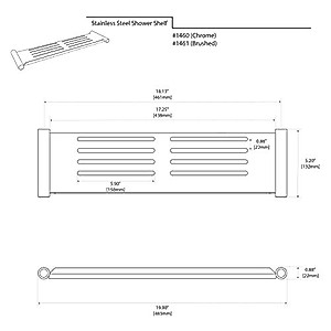 Gatco 1460 Elegant Shower Shelf, 19", Chrome