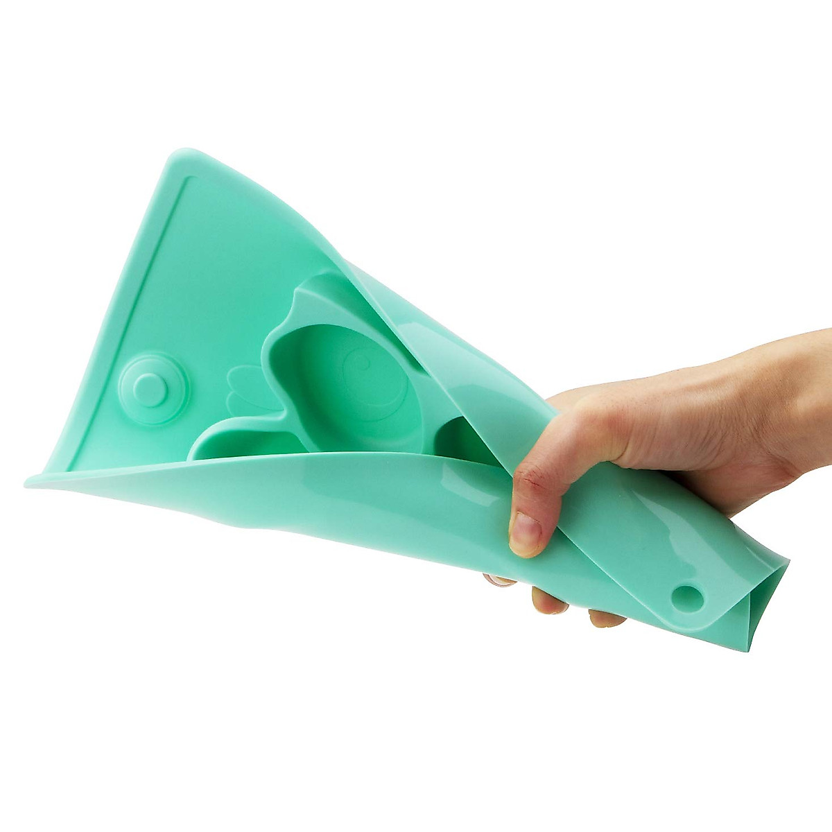 Silicone Divided Toddler Plates - Portable Non Slip Suction Plates Placemat for Children Babies and Kids BPA Free Baby Dinner Plate Bowl (Owl-Cyan)