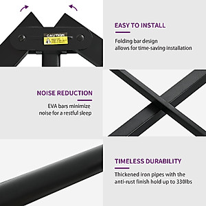 DWVO Queen Size Metal Platform Bed Frame with Headboard and Footboard, 14"H Black Queen Bed Frame with Steel Slat Support, Bedroom Mattress Foundation, No Box Spring Needed, Load Bearing up to 700lbs