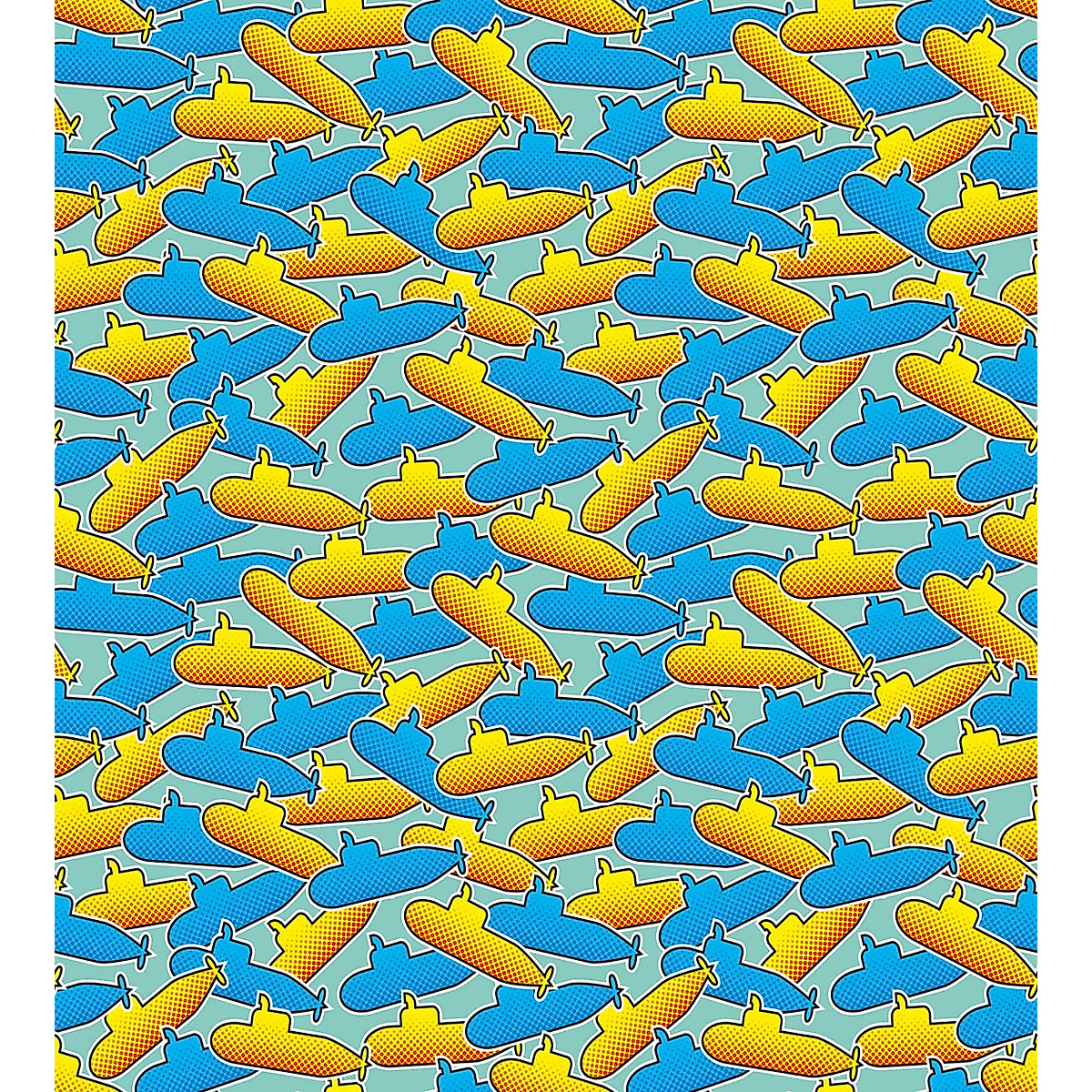Ambesonne Yellow Submarine Duvet Cover Sets, Pop Art Style Retro Underwater Theme Classical Submarine Design Print, Bedding Set with 2 Duvet Covers & 4 Pillowcases, 2 Pack King Size, Yellow and Blue