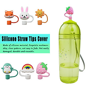 Straw Cover - 6 Pack Cute Colorful Silicone Reusable Drinking Straw Lids for Cup Dust-Proof Straw Plugs for Straw Tips for 6 mm