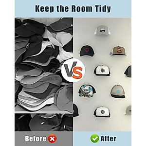Adhesive Hat Hooks for Wall, Baseball Caps Strong Holdr, Ball Cap Hanger Wall Mount, Hat Display Rack, Hat Organizer Accessories, Clear 8-Pack