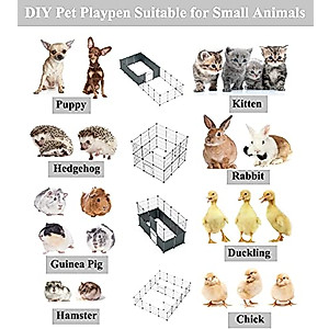 LANGXUN DIY Small Animal Pet Playpen with Door, Rabbit, Guinea Pig Cages, Puppy, Kitten Playpen | Indoor & Outdoor Portable Metal Wire Yard Fence, 12pcs Pet Panels
