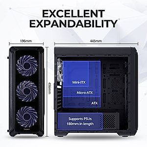 Zalman i3 Edge ATX Mid Tower Computer Case Gaming PC Case, Includes 4X 120mm White LED Fans, Acrylic Side Window, High Airflow Mesh Panel, USB 3.0,Black