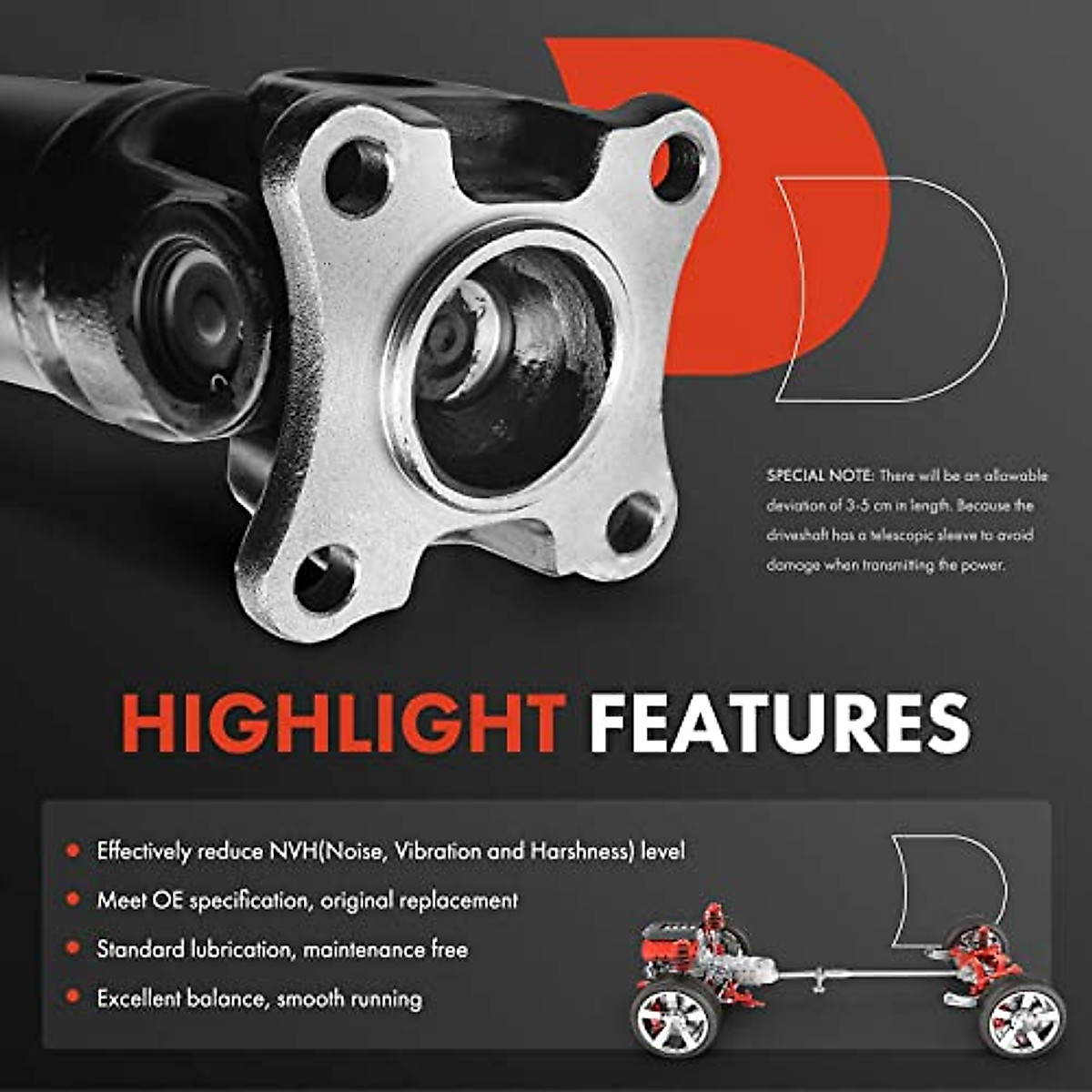 A-Premium Rear Complete Drive Shaft Prop Shaft Driveshaft Assembly Compatible with Toyota Sienna 2004-2010 3.3L 3.5L, AWD, Replace# 37100-45010, 3710045010