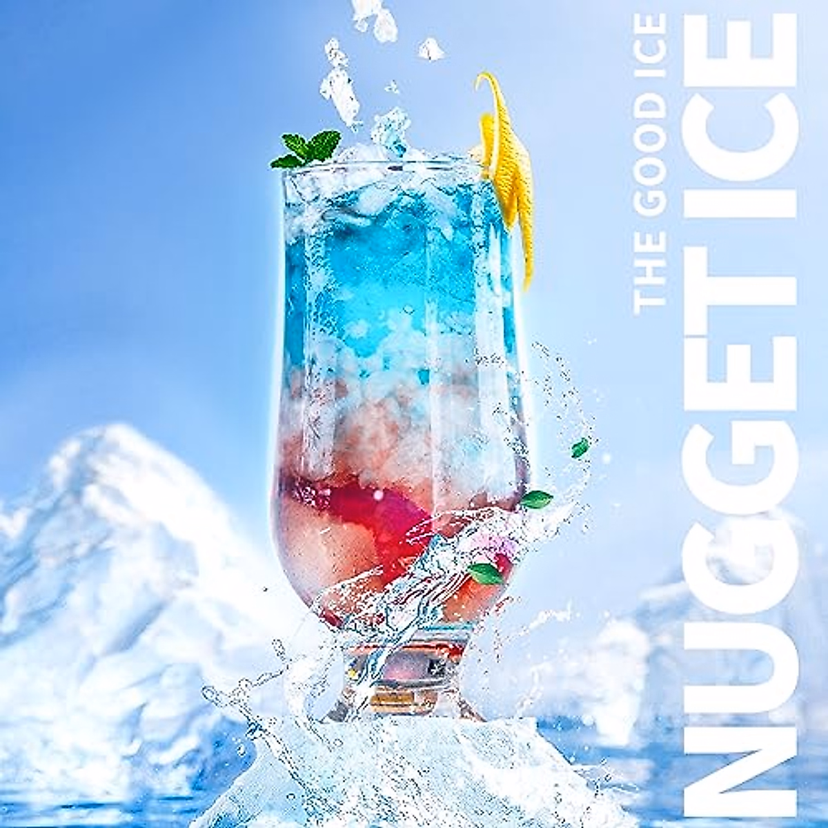 Nugget Ice Makers Countertop with Soft Chewable Pellet Ice, Pebble Ice Maker Machine with Self-Cleaning, 35Lbs/24Hrs, One-Click Operation, Ice Basket/Ice Scoop for Kitchen/Office, Black(with Handle)