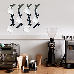 Ecqizer Coffee Mug Wall Rack Coffee Mug Trees for Wall Metal Mug Rack Wall Mounted Coffee Bar Decor Coffee Cup Holder Wall Mounted 4pcs Black