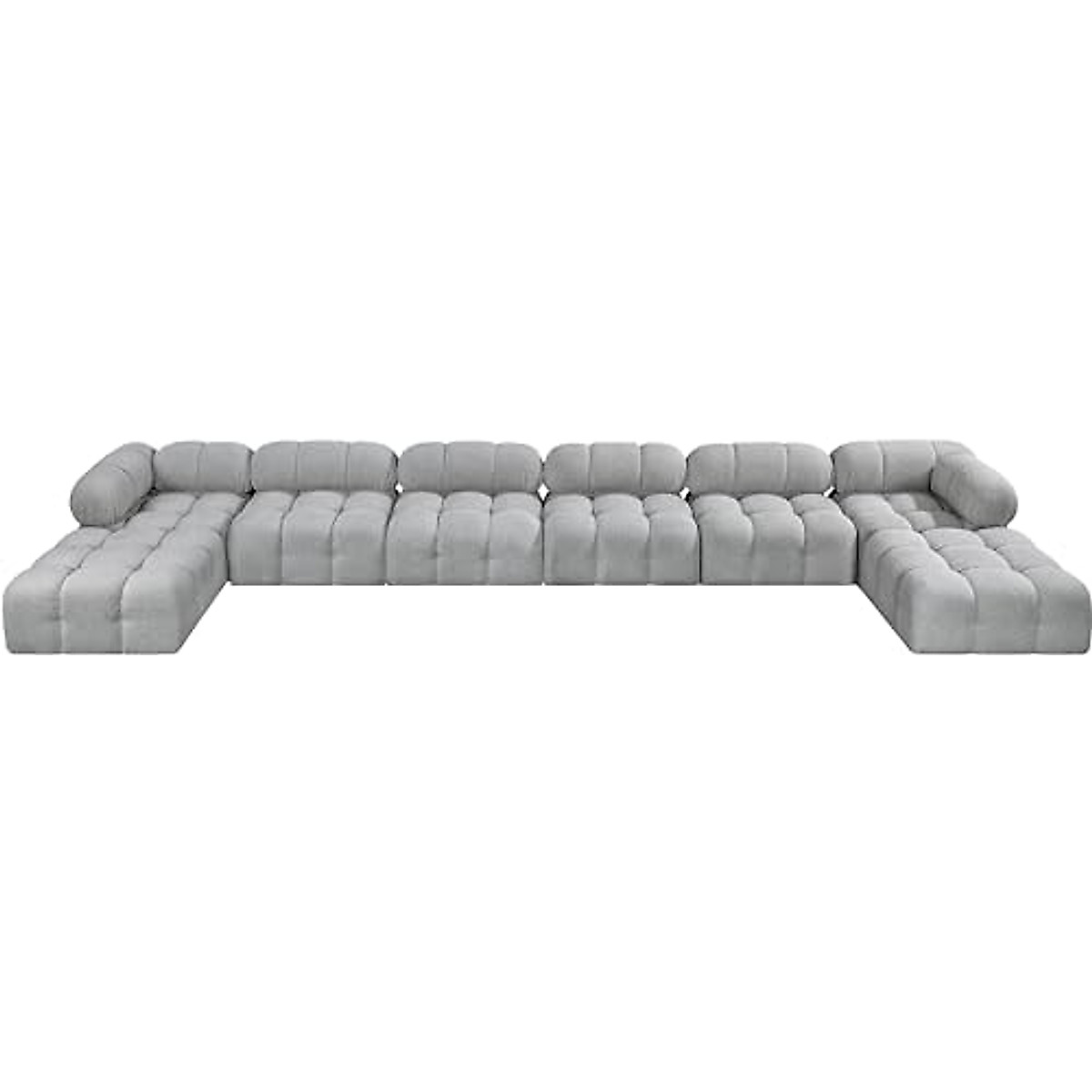 Meridian Furniture 611Grey-Sec8B Ames Collection Modern | Contemporary Modular Sectional with Rich Grey Boucle Fabric, Modular to Create Infinite Configurations, 204" W x 68" D x 28" H, Grey