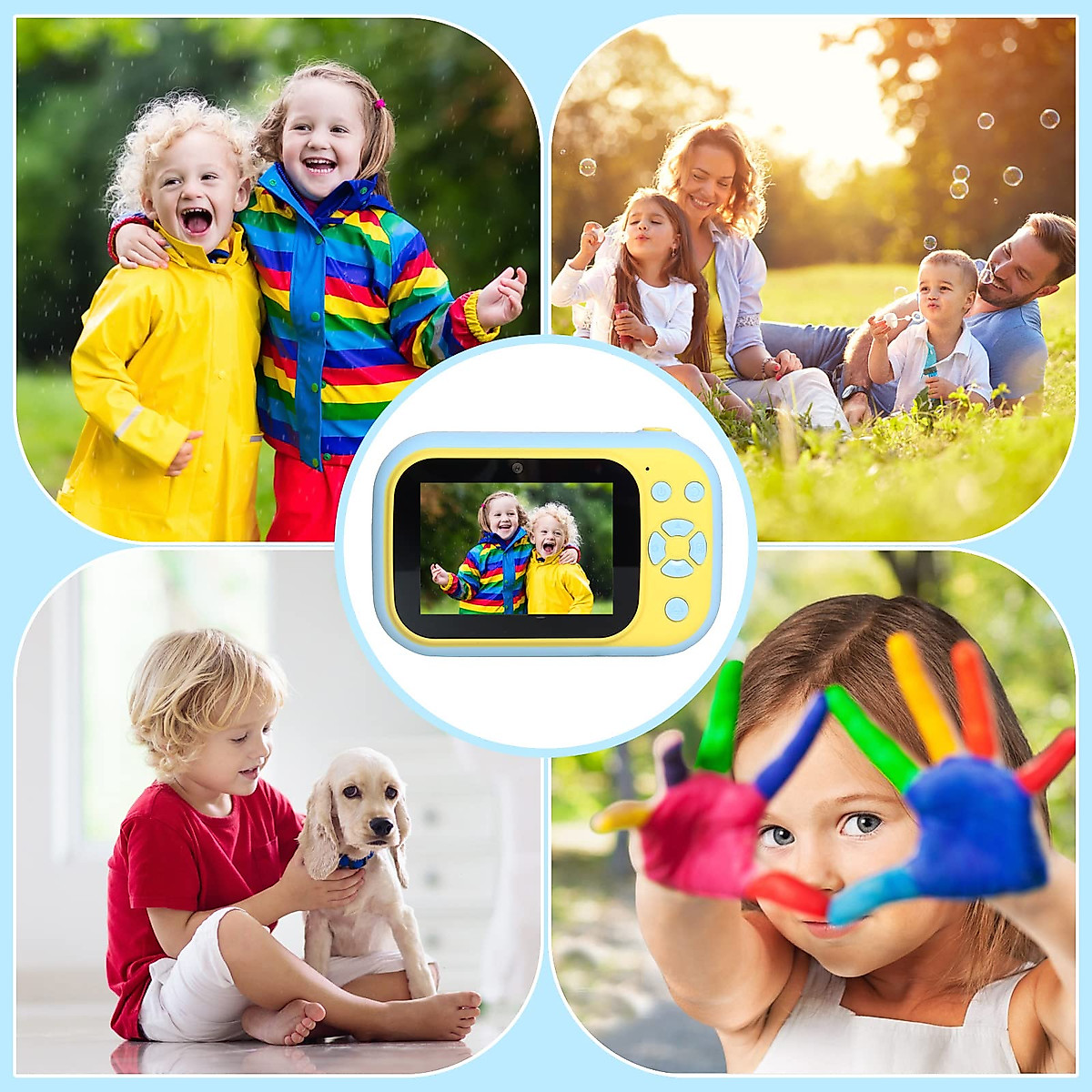 Seemee Instant Print Camera for Boys, Selfie Instant Camera with 3.5" Screen, 32G Card, 3 Rolls Print Papers, Stickers, Cute Camera Birthday Gifts Toys (Blue)