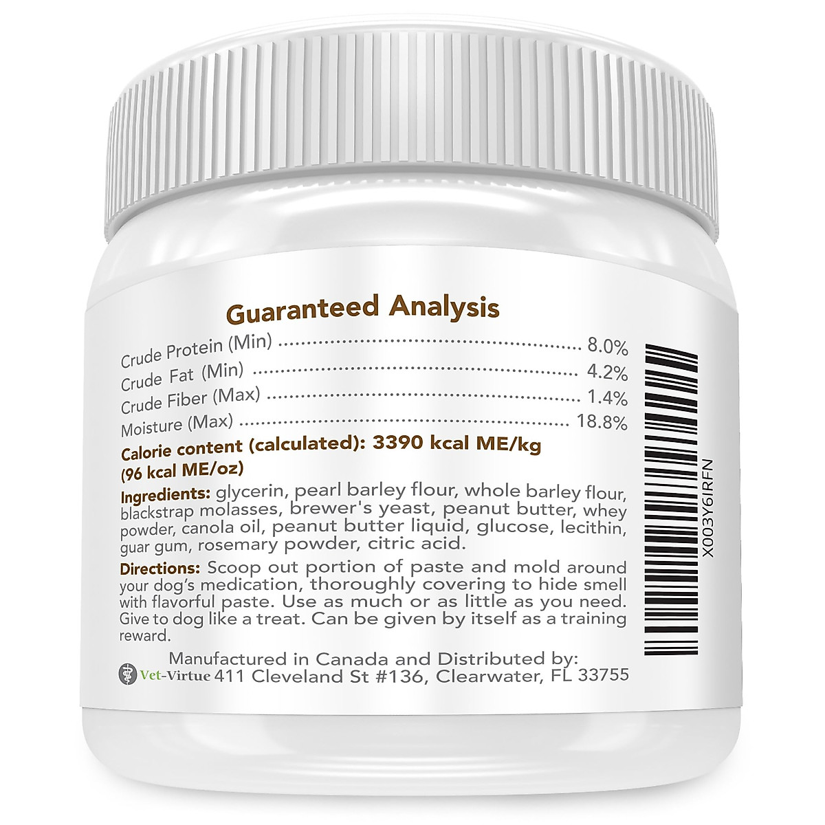VET-VIRTUE Pill Masking Paste for Dogs, Peanut Butter Flavor - Perfect Pet Medicine Treats to Hide Pills, Medication & Capsules, with Natural Ingredients & Packed with Flavor Dogs Love