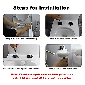 Generic Toilet Bidet Attachment, Toilet Seat Warm Water Bidet Attachment, Adjustable Temperature, Digital Display, 2x Retractable Self Cleaning Nozzles, Cold Warm Water Battery Operated, White