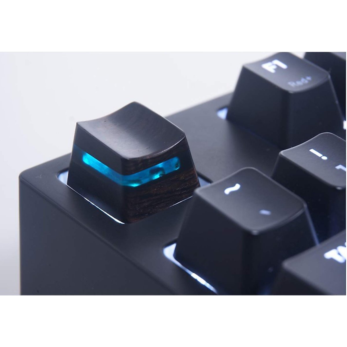Handmade R4/ECS Keycap Resin Solid Wood Shine Through Backlit Key Cap OEM Profile for Cherry MX Mechanical Keyboard Gaming Replacement (Ebony)
