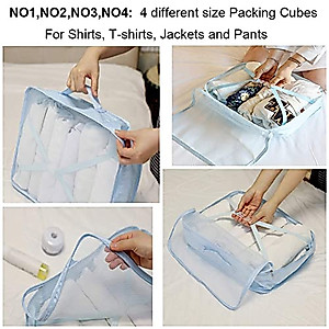 AI DU Travel Packing Cubes 8 Pcs Set, Luggage Packing Organizers with Shoe Bag and Toiletry Bag (Light pink)