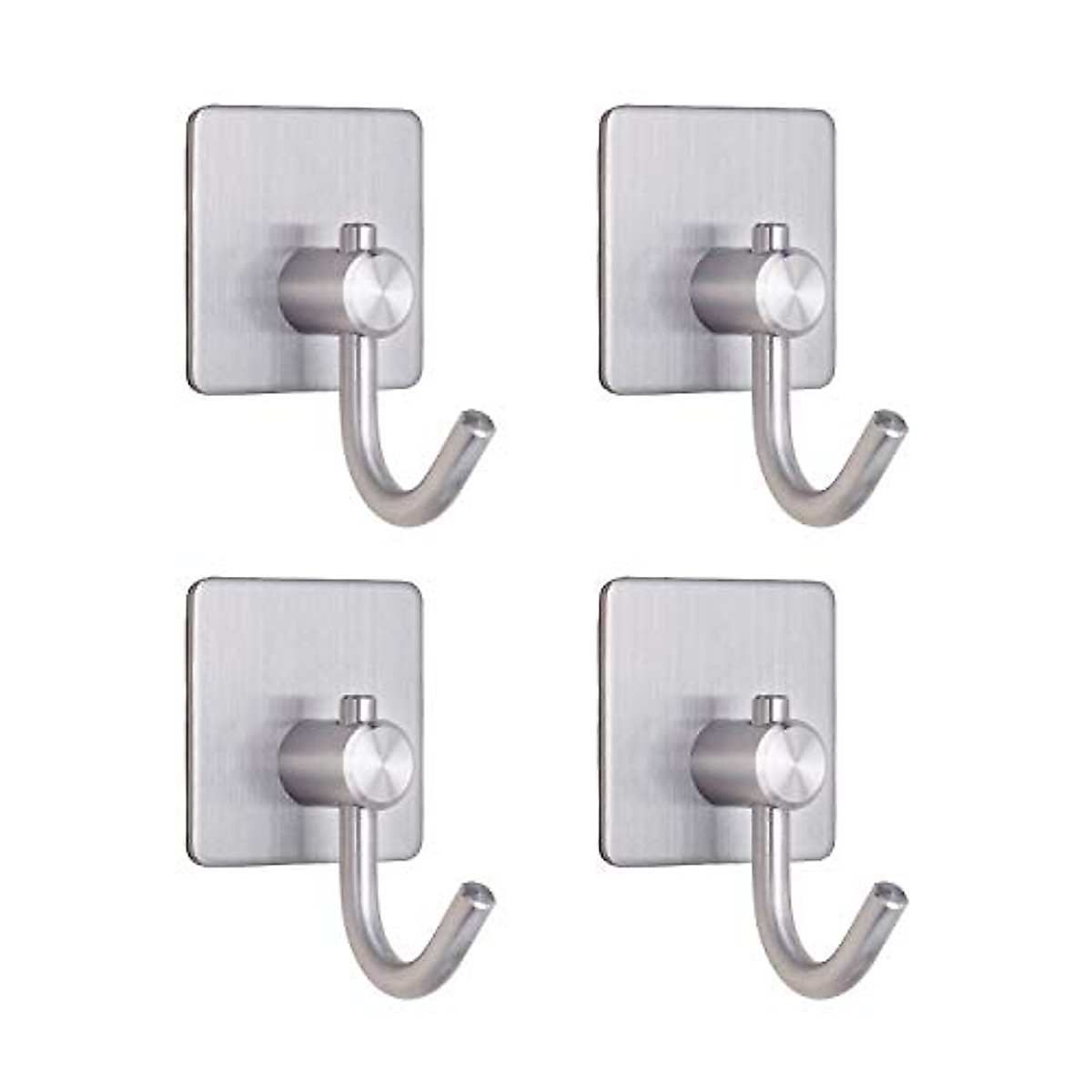Vpang 4 Pcs Stainless Steel Adhesive Hooks Heavy Duty Wall Hooks Sticky Hanger for Kitchen Bathroom Office Garage (Type 5)