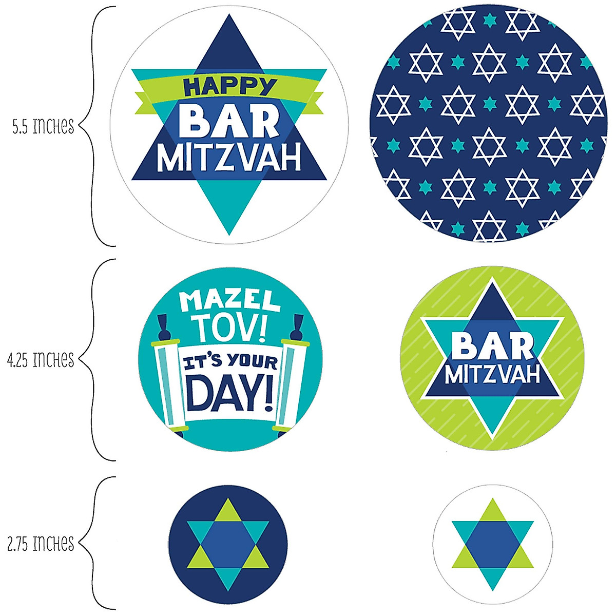 Big Dot of Happiness Blue Bar Mitzvah - Boy Party Giant Circle Confetti - Party Decorations - Large Confetti 27 Count