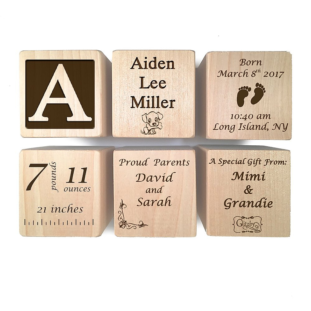 Baby Block Gift for Newborn Boy or Girl - Personalized Birth Announcement Wood Wooden Block New Baby Gifts Custom Item by Glitzby