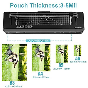 Laminator,A3/A4/A5/A6 Laminator Machine 11x17,90s Fast Warm-Up,4 in 1 Laminating Machine with Cutter,Protractor,Corner Rounder,Thermal Laminator with 20 Laminating Pouches for Home Office School Use