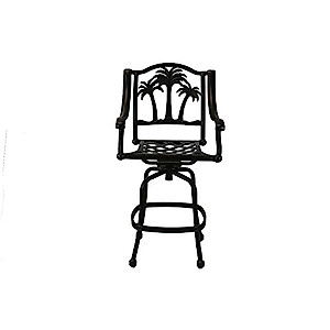 theWorldofpatio Palm Tree Cast Aluminum Powder Coated Barstool - Set of 6 - Antique Bronze