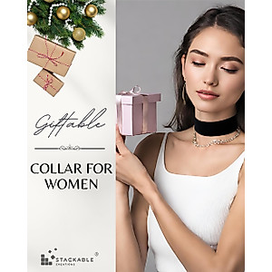 STACKABLE CREATIONS Black Choker Necklaces for Women, Wide Velvet Thick 90s Ribbon Neck Collar