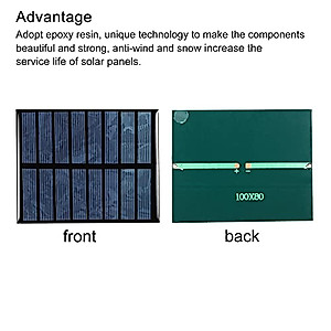 MECCANIXITY Mini Solar Panel Cell 4V 200mA 0.8W 100mm x 80mm for DIY Electric Power Project Pack of 2