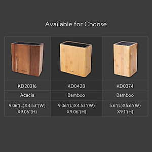 Deluxe Universal Knife Block with Slots for Scissors and Sharpening Rod - Eco-Friendly Bamboo Knife Holder For Safe, Space Saver Knives Storage - Unique Slot Design to Protect Blades - by KITCHENDAO