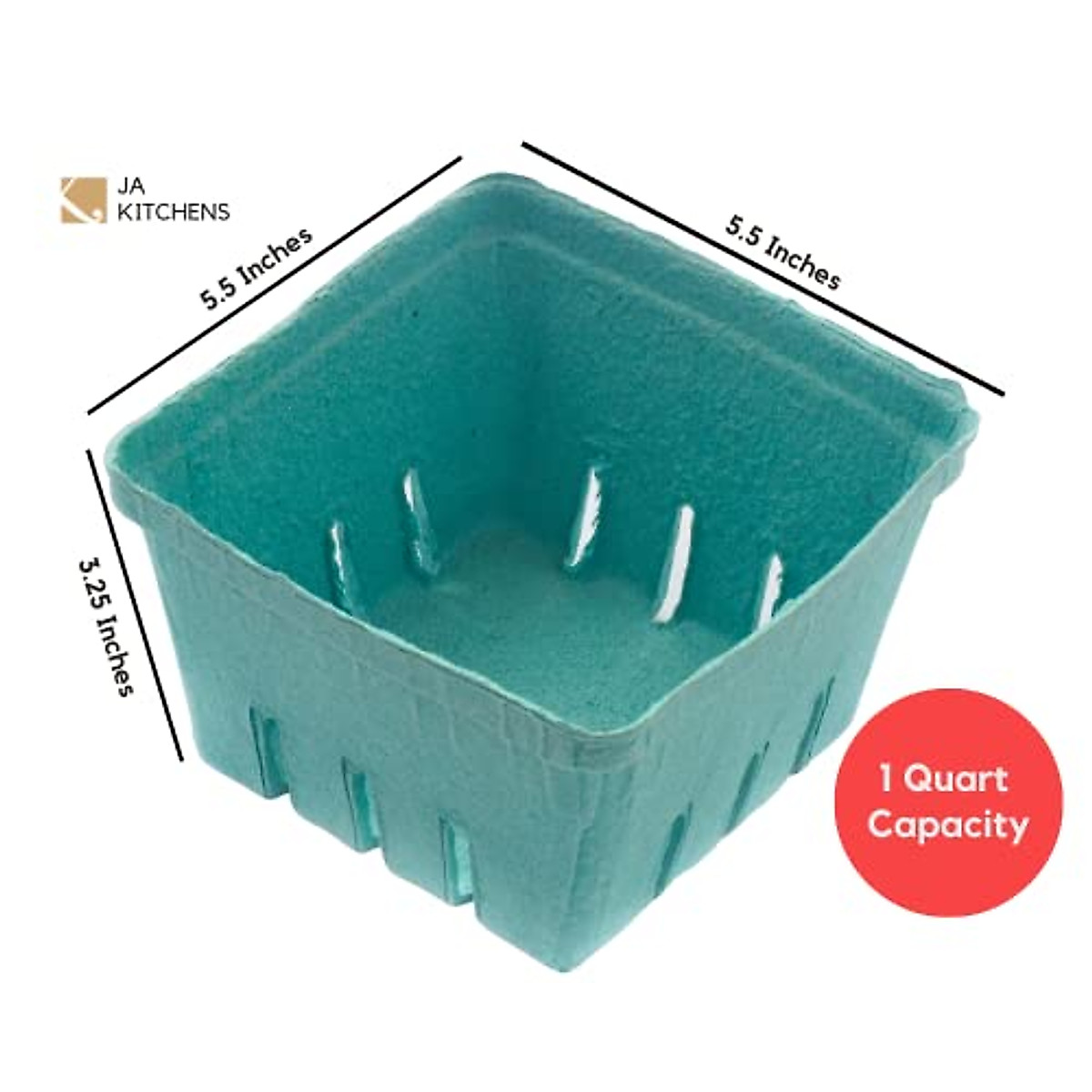 JA Kitchens QUART Green Molded Pulp Fiber Berry/Produce Vented Basket (20 Pieces)