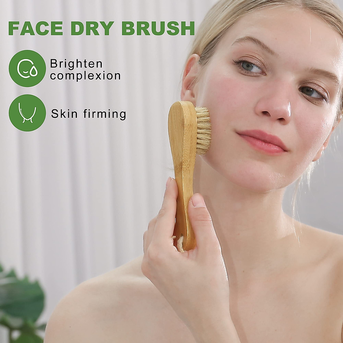 AIFEIVICO Dry Brushing Body Brush, Natural Boar Bristle Exfoliating Dry Brush, Long Handle Back Scrubber Brush, Face Brush, Foot Brush, Meridian Pressure Brush for Lymphatic Drainage, Cellulite