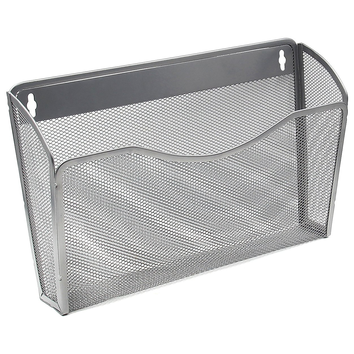 EasyPAG Wall Mount File Holder Mesh Single Pocket Hanging File Organizer Magzine Folder Basket Paper Rack for Office and Home,Silver