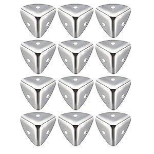 uxcell Metal Box Corner Protectors Edge Guard Protector 25 X 25 X 25mm Silver Tone 12pcs for Table Corners and Desk Corners