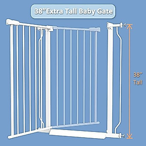 Extra Tall Wide Baby Gate Walk Through, Stand 38" Tall, 57.4-62.2 Inch Pressure Mounted No Drill Dog/Puppy/Pet Long Large Gates - Safety gate for The House doorways and stairways