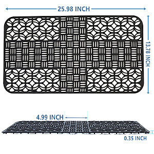 Kitchen Sink Mats Silicone Sink Mat Protectors for Bottom of Kitchen Sink 26 "x 13.78" Non-Slip Sink Protectors with Cutout Drain Holes for Farmhouse Stainless Steel Porcelain Sink-Black