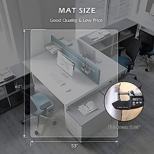 SALLOUS Clear Chair Mat for Hard Floors, 63" x 51" Large Office Chair Mat for Hardwood Floor, Chair Mat for Hard Surface, Floor Protector Desk Mat for Home Office, Gaming Easy Glide (Clear)