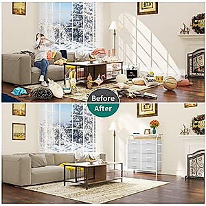 YITAHOME Fabric Dresser with 8 Drawers, Furniture Storage Tower Cabinet, Dresser for Bedroom, Living Room, Hallway, Closet, Sturdy Steel Frame, Wooden Top, Easy Pull Fabric Bins, Light Grey