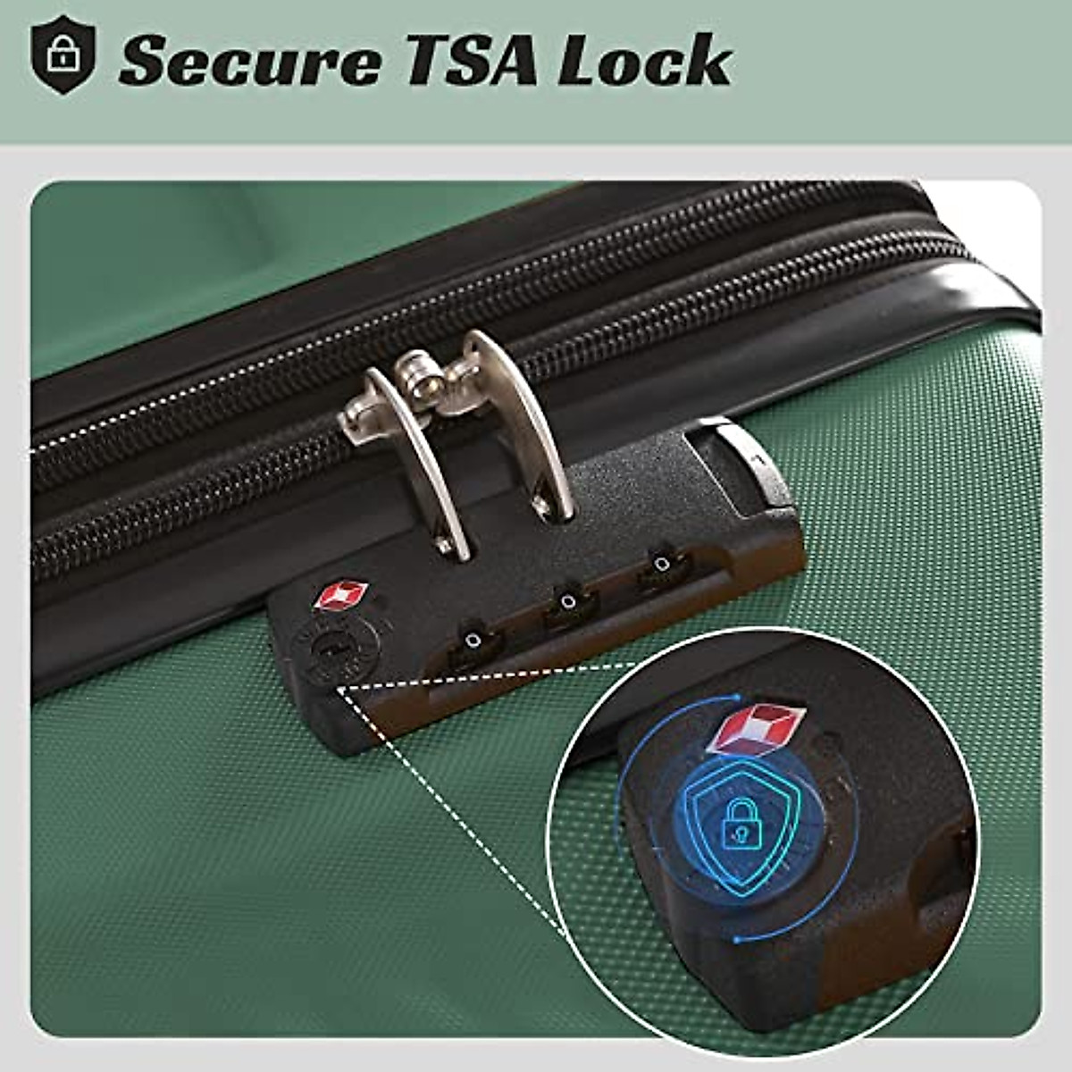 Merax Luggage Expandable Lightweight Spinner Suitcase with Corner Guards (Green1), 3-Piece Set (20/24/28)