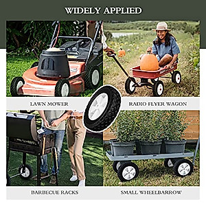 [2 Pack] 8 Inch Wheels Replacement for Oregon 72-108, Radio Flyer Wagon Lawn Mower Grill Wheels Replacement with Diamond Tread & Solid Filled Tire, 8 x 175 Wheels Replacement for Craftsman AYP MTD