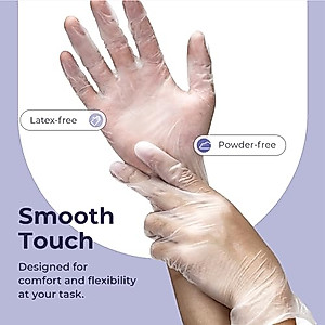 [200 Pack] Disposable Food Prep Vinyl Gloves Large L, Food Service Grade Kitchen Glove for Cooking Handling Serving Cleaning, Clear Powder Free, Latex Free