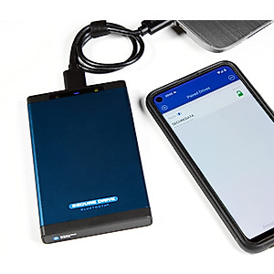 SecureData SecureDrive BT 2TB SSD Hardware Encrypted USB 3.0 Ext Drive FIPS 140-2 Level 3 Unlock via Phone app TAA Compliant, CJIS, HIPAA, CMMC, GDPR Compliant, Works with Mac and Win Free AV