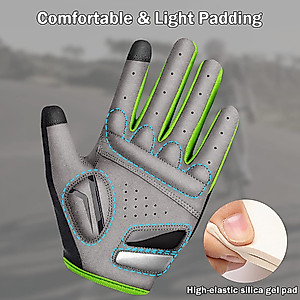 NICEWIN Cycling Bike Gloves Men Women, Padded Anti-Slip Mountain Bike Gloves, Touch Screen Full Finger Road Bicycle Biking Gloves (A Yellow, L)