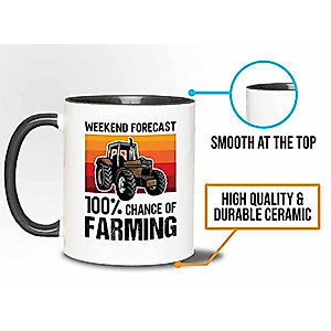 Bubble Hugs Farmer Birthday Two Tone Black Edition Coffee Mug 11oz - Forecast Farming - Dry Farming Farm ranch Market Garden Agricultural Seed Drill Acre Hay Tractor Farmer Crops