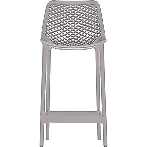 Meridian Furniture 330Grey Mykonos Collection Modern | Contemporary Outdoor Patio Stool with Grey Polypropylene Plastic, Weather Resisting, 17.5" W x 21" D x 38" H, Grey, Set of 4