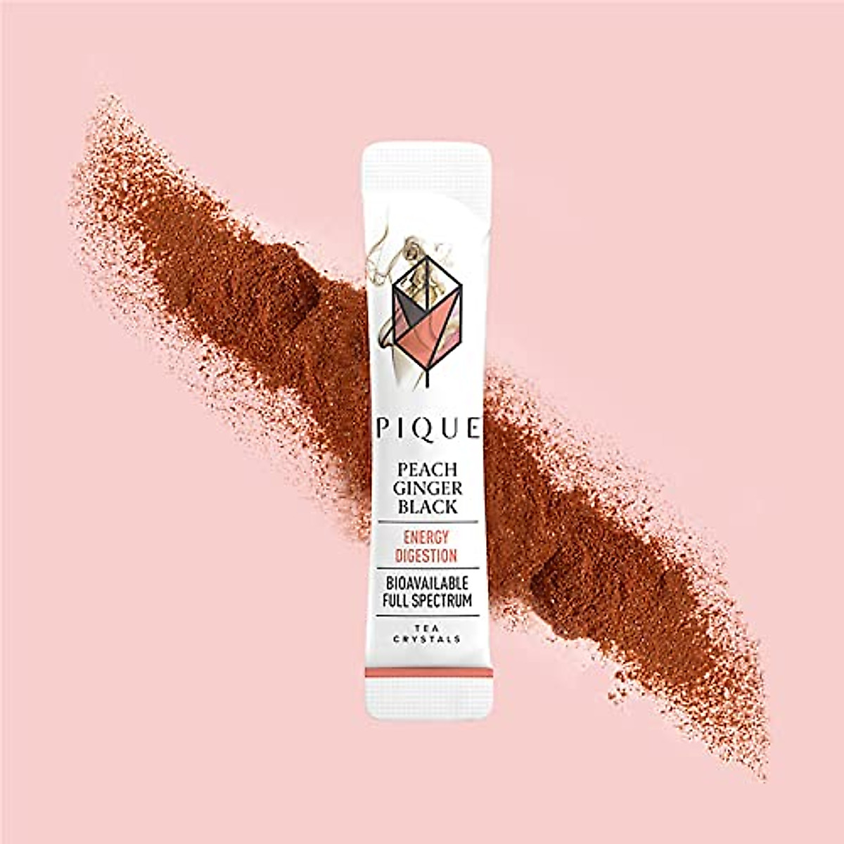 Pique Organic Peach Ginger Tea Crystals - Caffeinated Black Tea For Energy, Prebiotic Polyphenols Support Healthy Digestion - 14 Single Serve Sticks (Pack of 1)