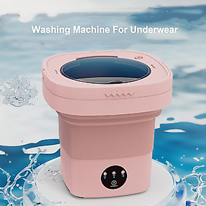 ZJFLNZYC Portable Mini Washing Machine, Folding Mini Washing Machine With Spinner,3 Modes Deep Cleaning, Suitable For Apartments, Dormitories, Camping, RV Travel(6.5L-Pink)