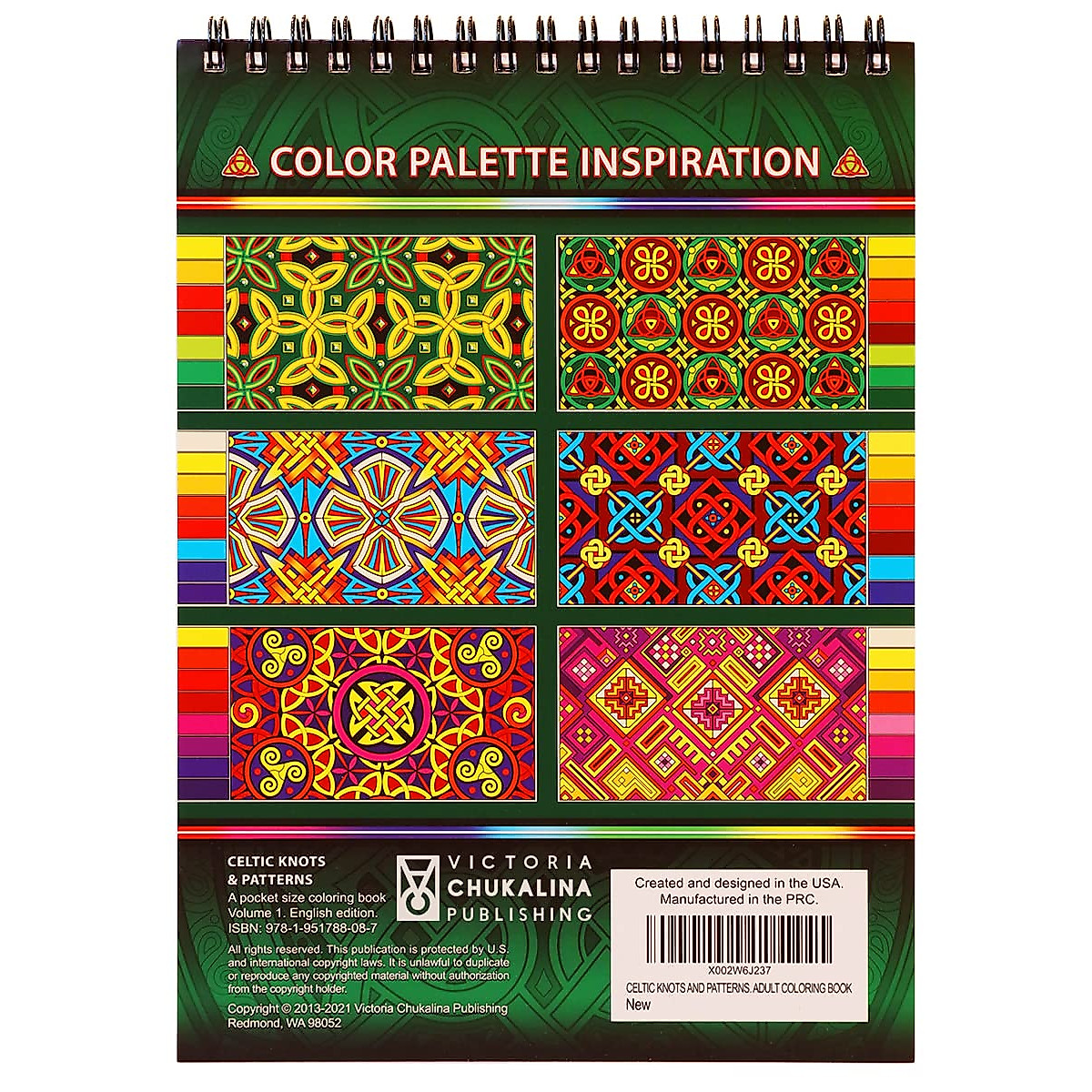 Celtic Knots and Patterns. Adult Travel Size Coloring Book on Thick Artist Paper with a Spiral Binding on The top