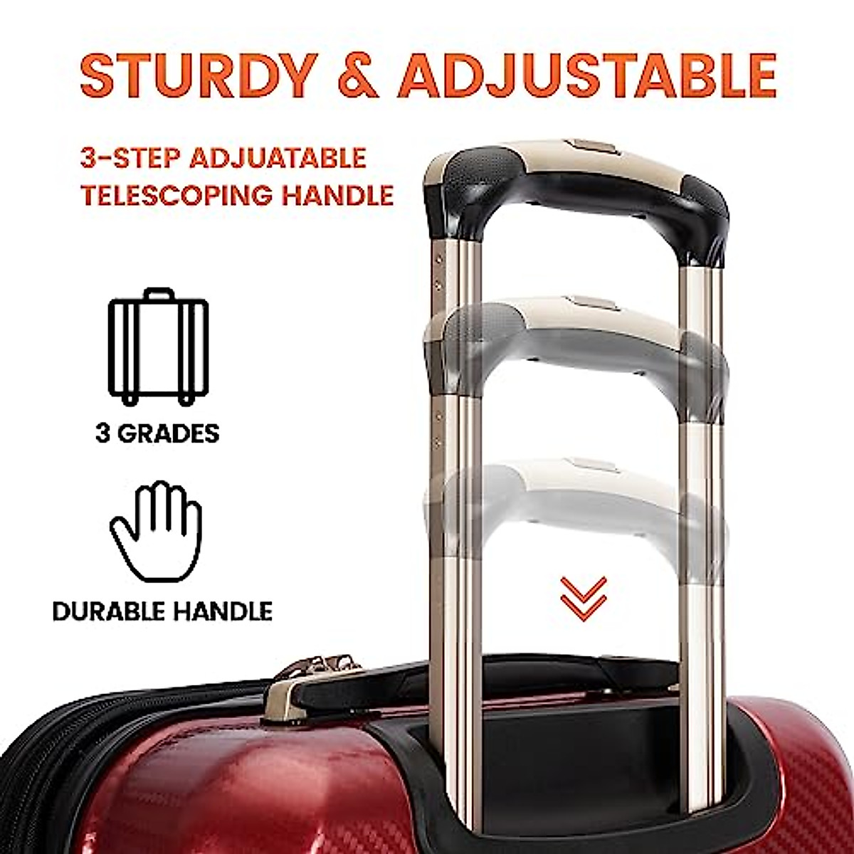 GinzaTravel Luggage Expandable 3 Piece Sets Rare Color PC+ABS Suitcase Set with Smooth wheels and TSA lock