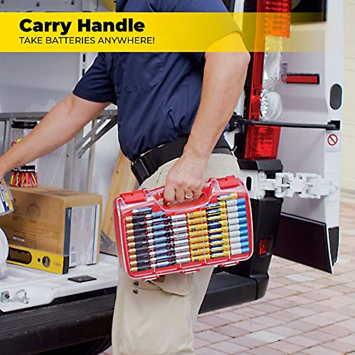 Ontel Battery Daddy - Battery Organizer Storage Case with Tester, Stores & Protects Up to 180 Batteries, Clear Locking Lid, As Seen On TV