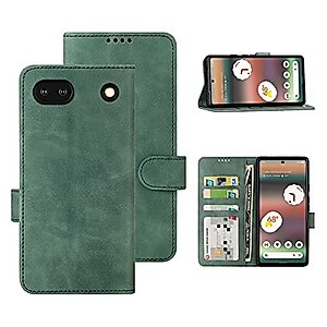 Eastcoo Google Pixel 6a Wallet Case - PU Leather, TPU Bumper, 3 Card Slots, Stand, Magnetic Closure, Shockproof, Green