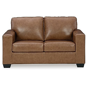 Signature Design by Ashley Bolsena Contemporary Leather Match Loveseat, Dark Brown