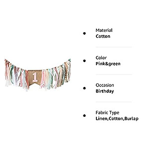 Baby Birthday Decoration - 1st Birthday Baby High Chair Banner Chair Tutu Skirt Decoration for Birthday Party Supplies (Pink&Green)…